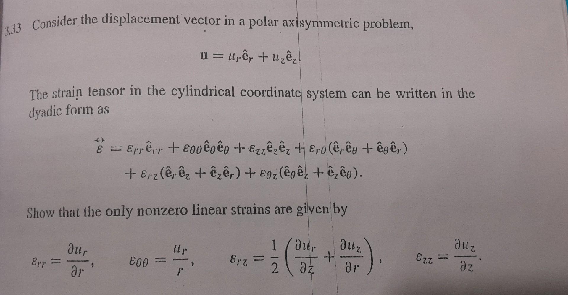 Solved 33 Consider the displacement vector in a polar | Chegg.com