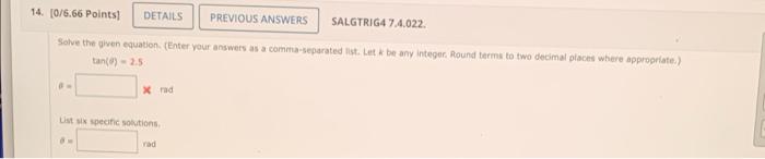 Solved 14. [0/6.66 Points! DETAILS PREVIOUS ANSWERS | Chegg.com Solved 14. [0/6.66 Points! DETAILS PREVIOUS ANSWERS | Chegg.com