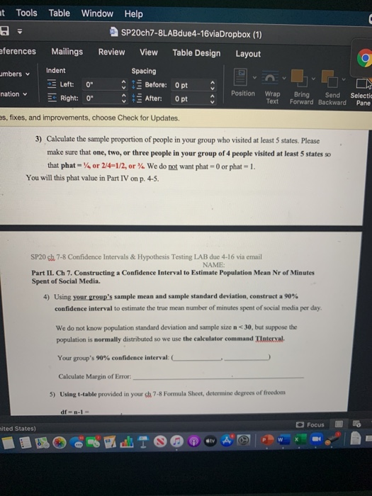 eferences Mailings SP20ch7-8LABdue4-16viaDropbox (1) | Chegg.com