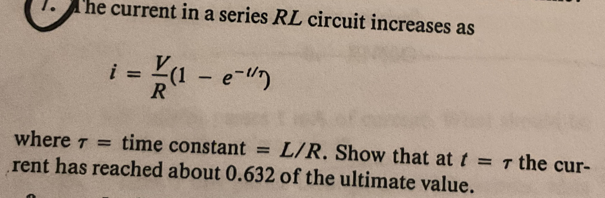 Solved he current in a series RL ﻿circuit increases | Chegg.com