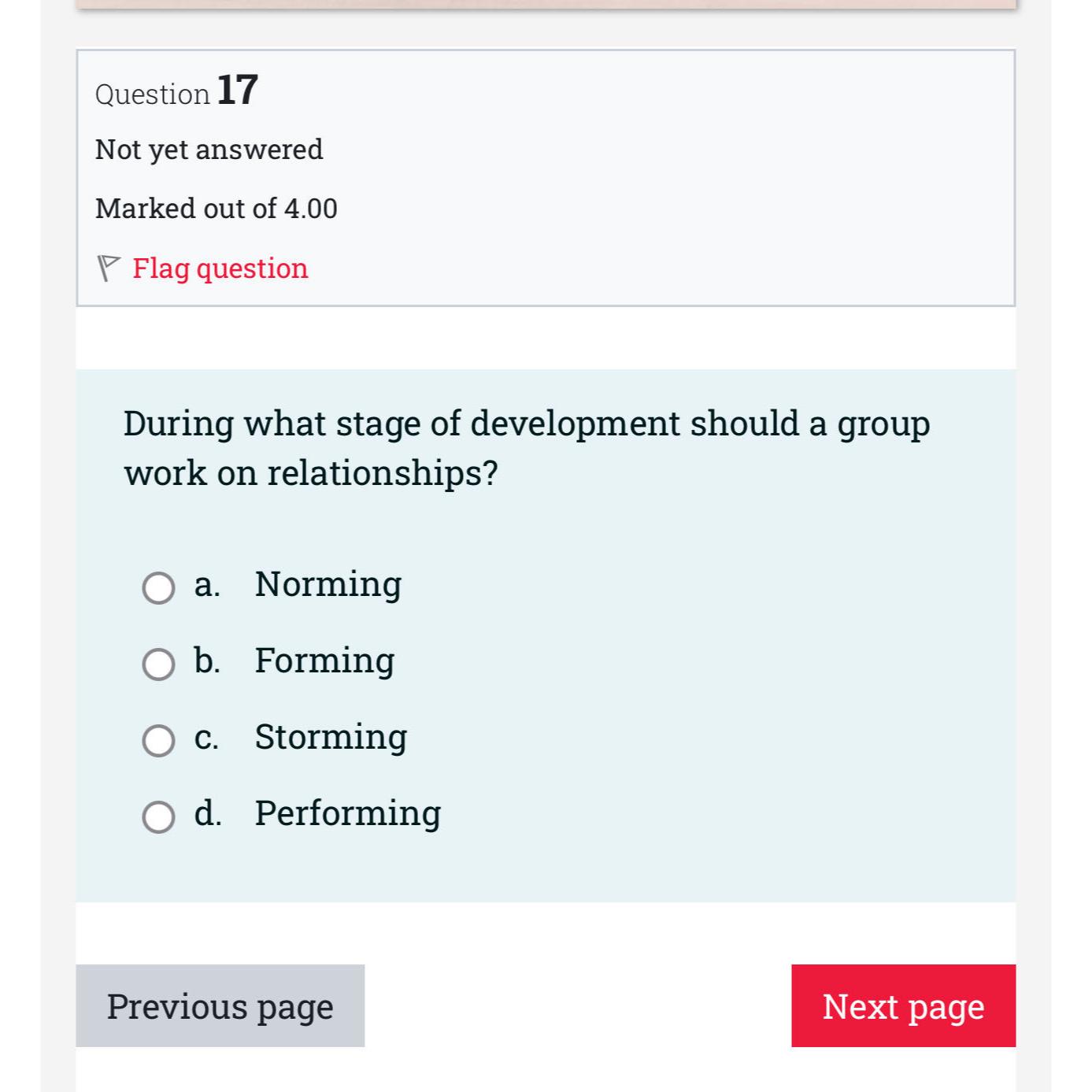 Question 17Not yet answeredMarked out of 4.00Flag | Chegg.com Question 17Not yet answeredMarked out of 4.00Flag | Chegg.com