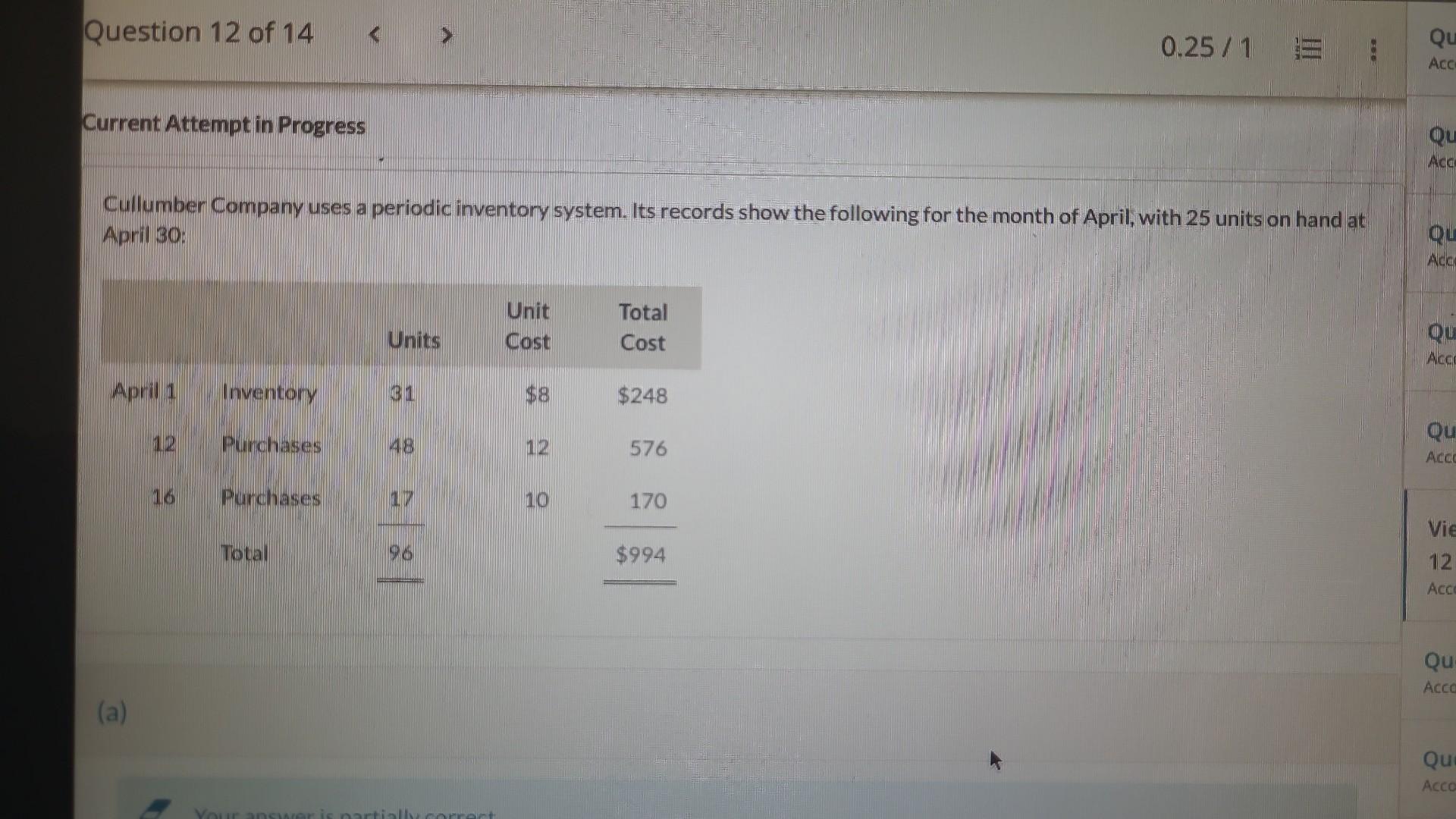 Solved Current Attempt in Progress Cullumber Company uses a | Chegg.com