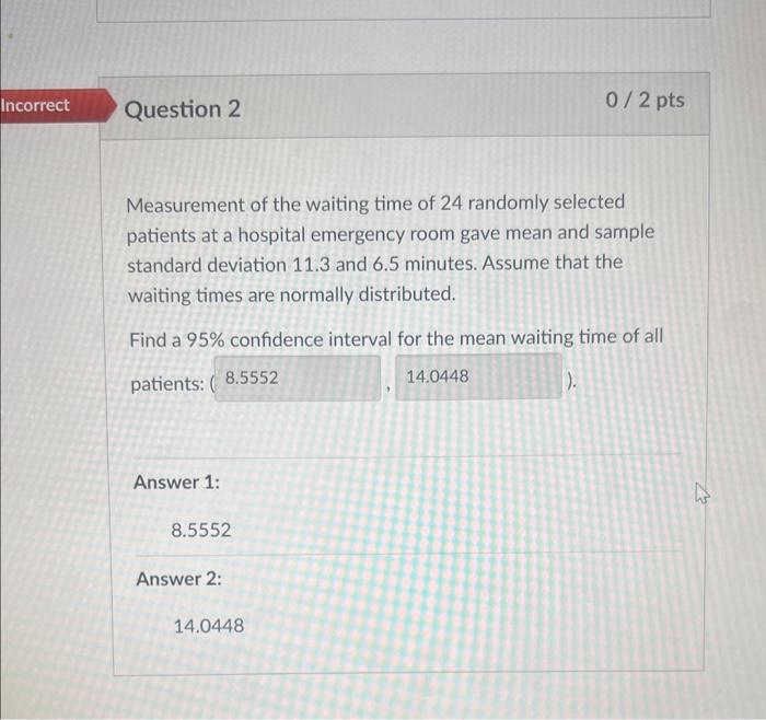 Solved Measurement of the waiting time of 24 randomly | Chegg.com