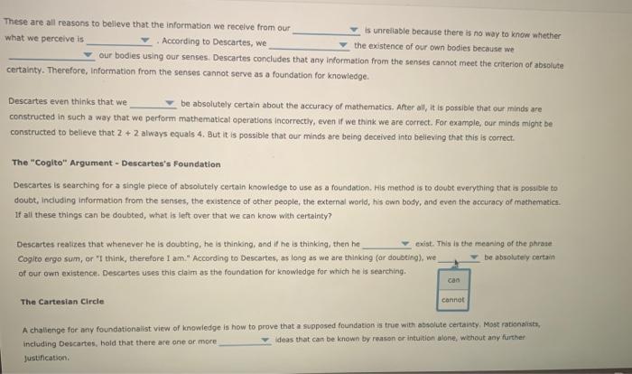 Solved 3. Rationalism - Descartes - Radical Doubt, the | Chegg.com