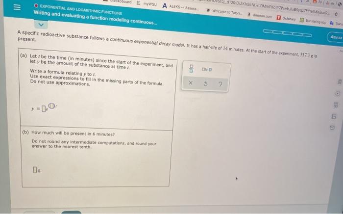 Solved board SU A ALEKSA PRO O EGPONENTIAL AND LOGARITHMIC | Chegg.com