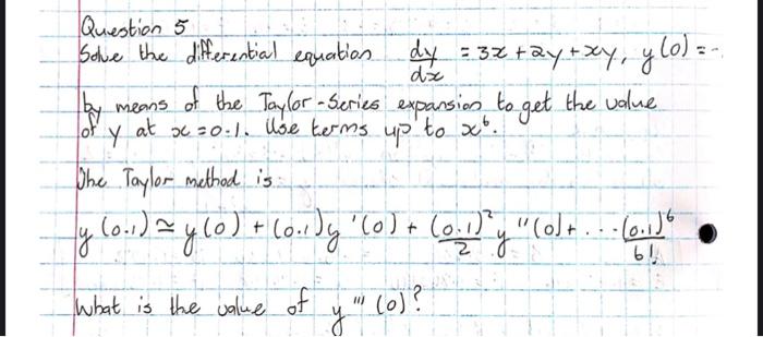 Solved dix means Question 5 sche the differential equation | Chegg.com