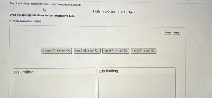 Solved Find the limiting reactant for each initial amount of | Chegg.com