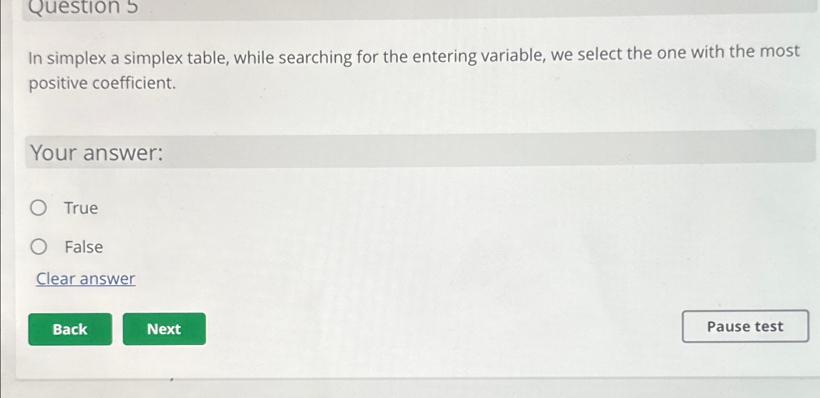 Solved Question 5In simplex a simplex table, while searching | Chegg.com