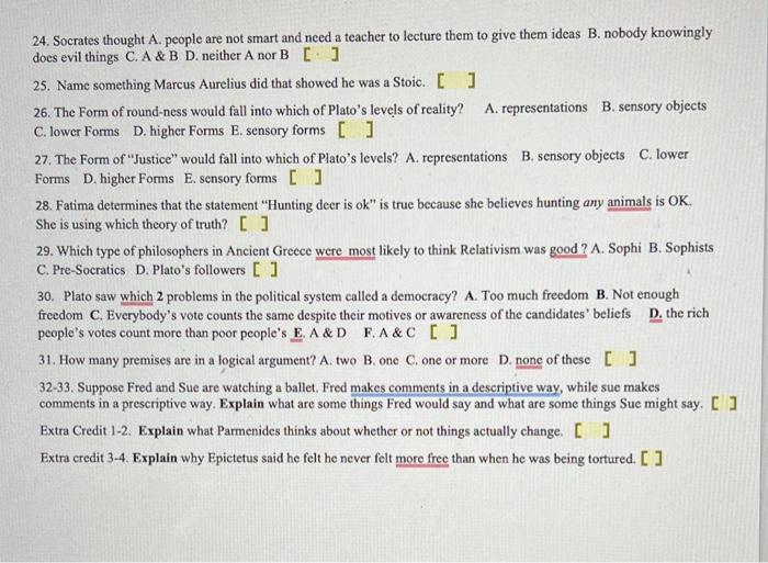 In the multiple choice questions, put the letter of | Chegg.com