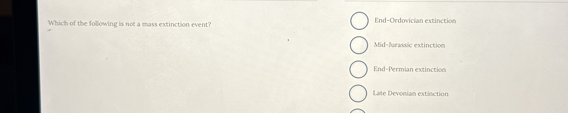 Solved Which of the following is not a mass extinction | Chegg.com