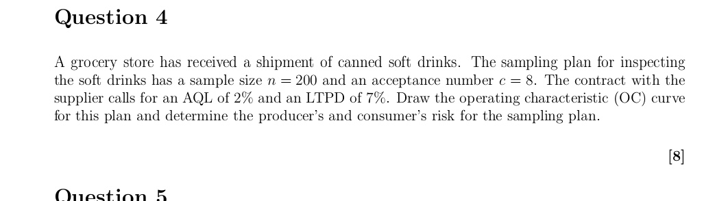Solved Calculate the followingQuestion 4A grocery store has | Chegg.com