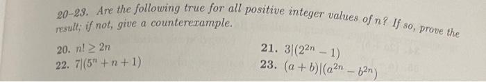 Solved 20-23. Are the following true for all positive | Chegg.com