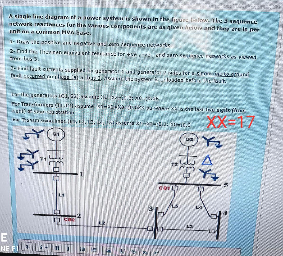 Solved A single line diagram of a power system is shown in | Chegg.com