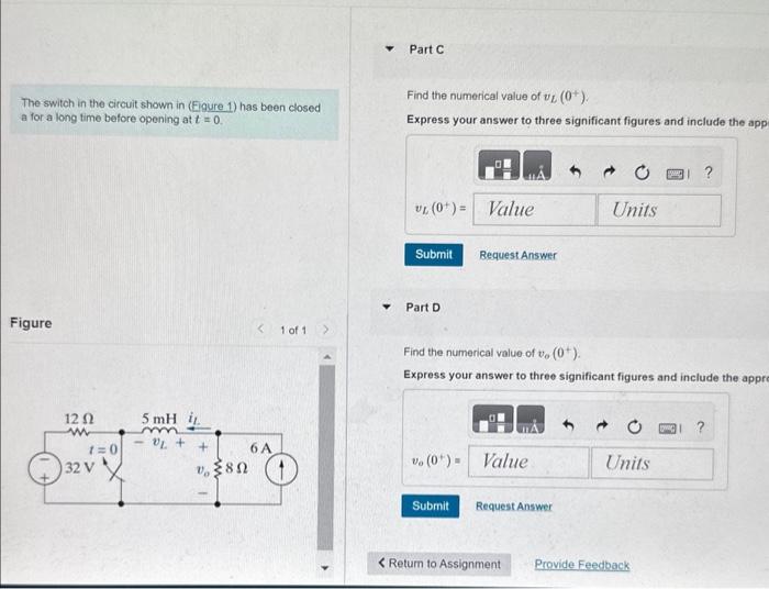 Solved The switch in the circuit shown in (Figure 1) has | Chegg.com