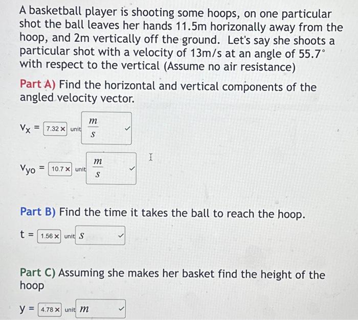 Solved A basketball player is shooting some hoops, on one | Chegg.com
