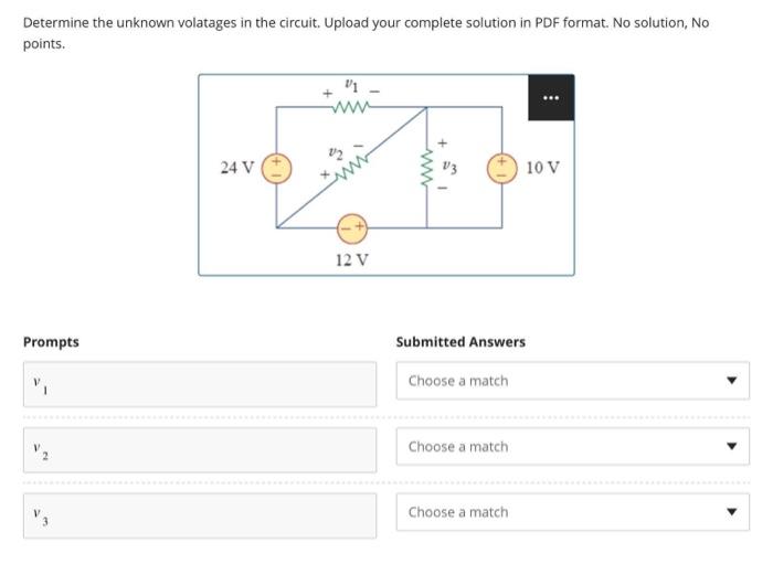 Solved Determine the unknown volatages in the circuit. | Chegg.com