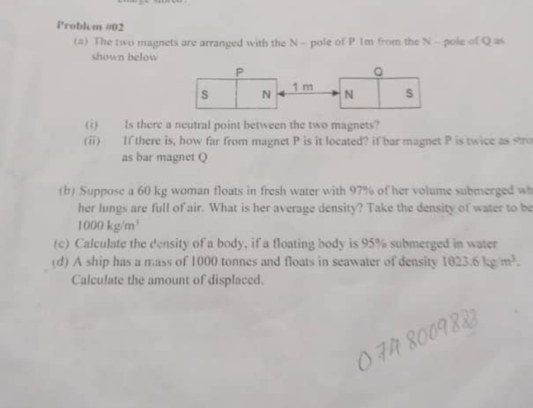 Solved Problem 2 (a) ﻿The two magnets are arranged with the | Chegg.com