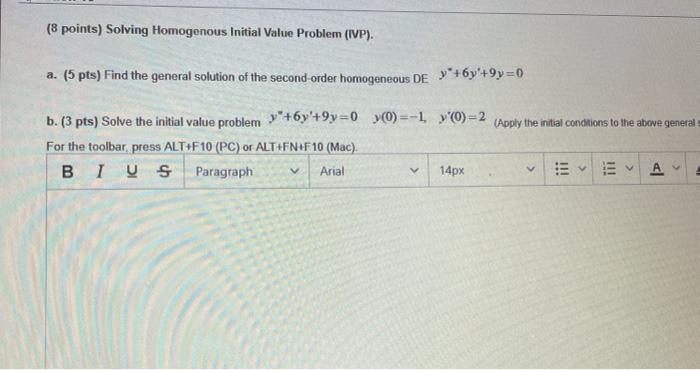Solved (8 points) Solving Homogenous Initial Value Problem | Chegg.com