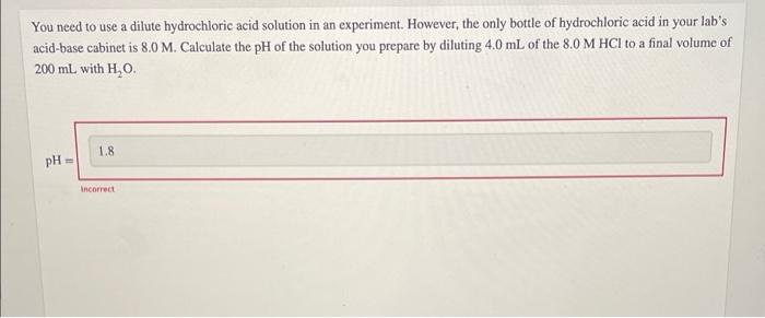 Solved You need to use a dilute hydrochloric acid solution | Chegg.com