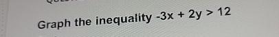 Graph the inequality -3x+2y>12 | Chegg.com