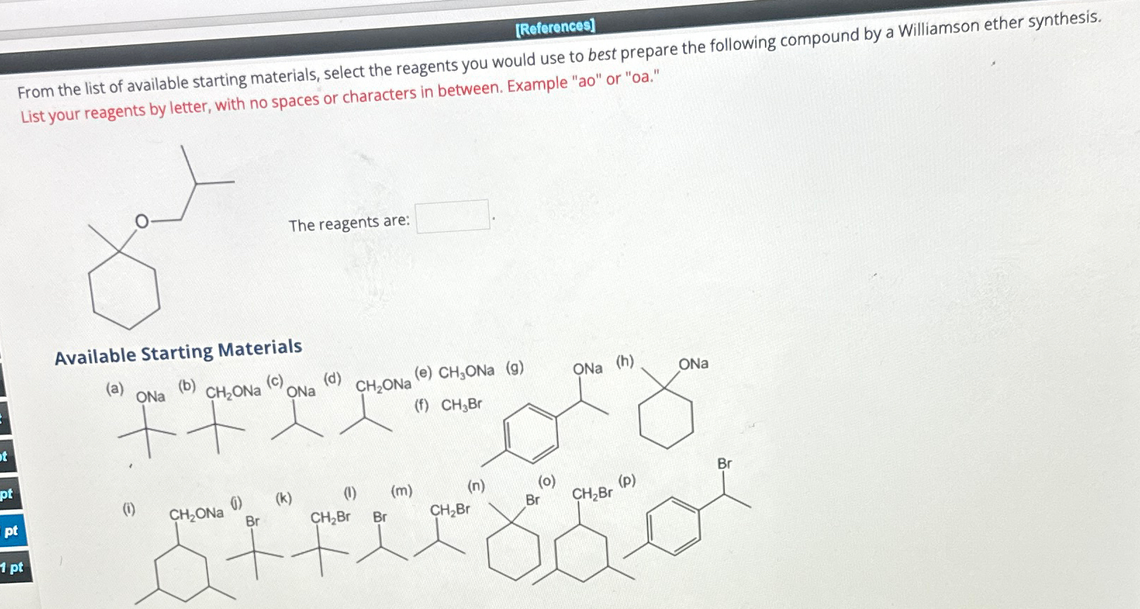 Solved [References]From the list of available starting | Chegg.com