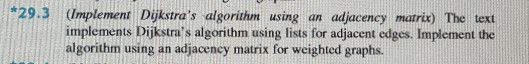 Solved *29.3 (Implement Dijkstra's algorithm using an | Chegg.com