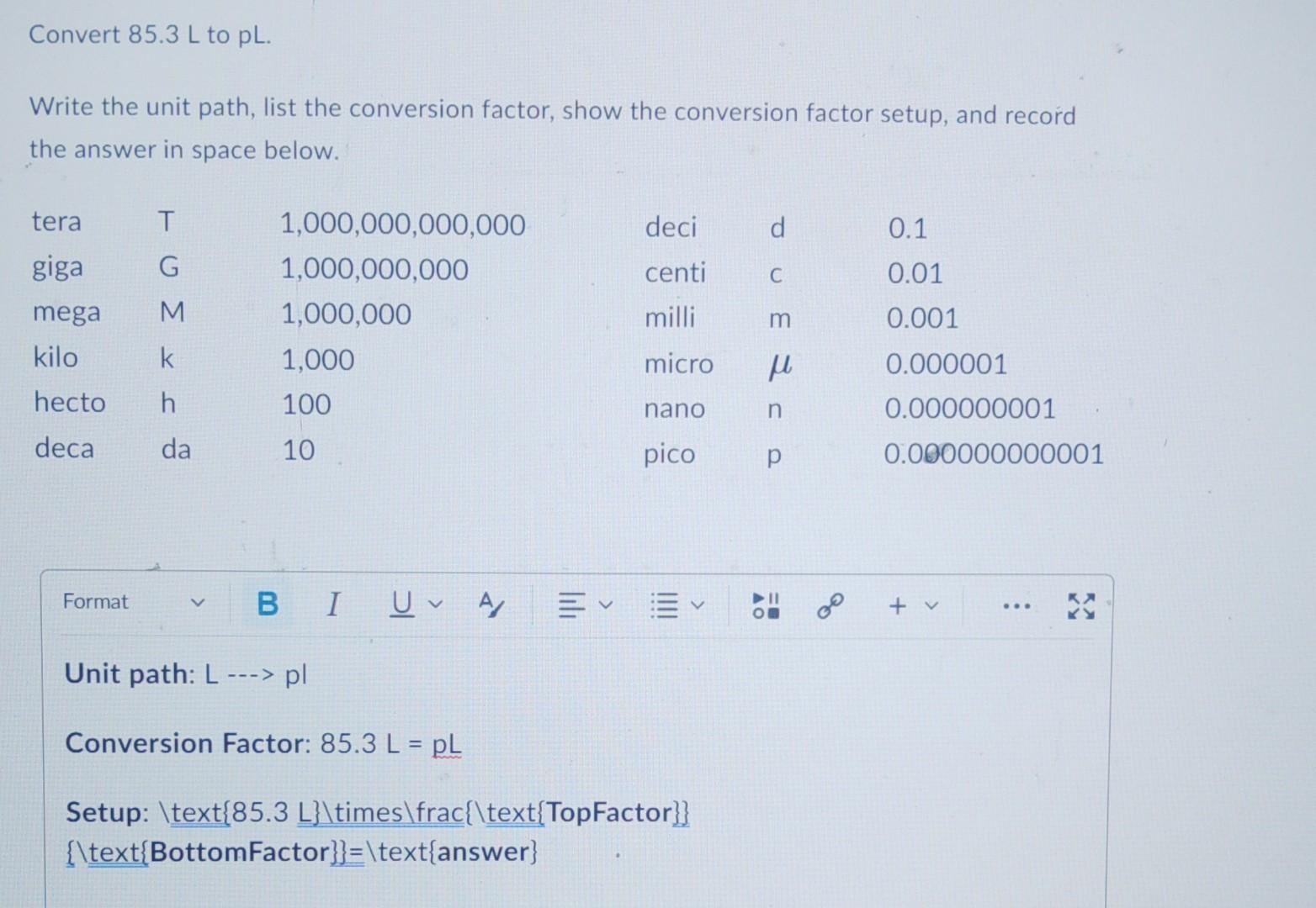 Solved Write the unit path, list the conversion factor, show | Chegg.com