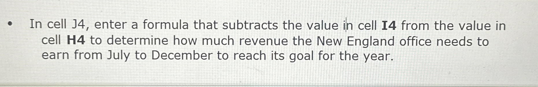 Solved In cell J4, enter a formula that subtracts the value | Chegg.com Solved In cell J4, enter a formula that subtracts the value | Chegg.com