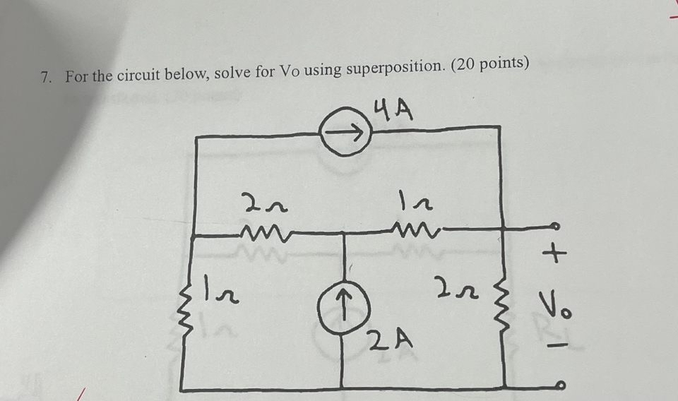 Solved For the circuit below, solve for Vo using | Chegg.com