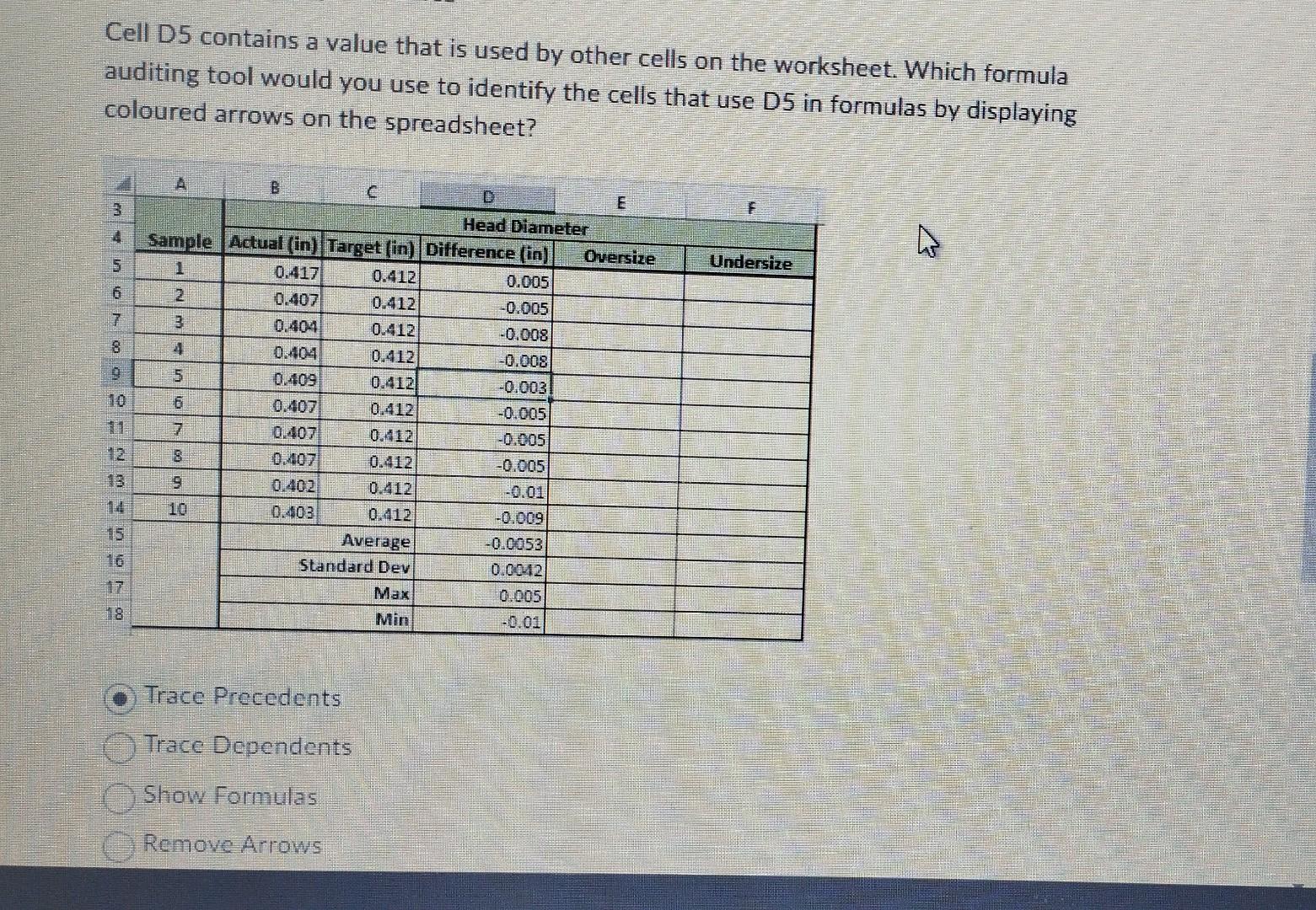 Solved Cell D5 contains a value that is used by other cells | Chegg.com