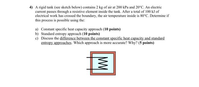 Solved 4) A rigid tank (see sketch below) contains 2 kg of | Chegg.com