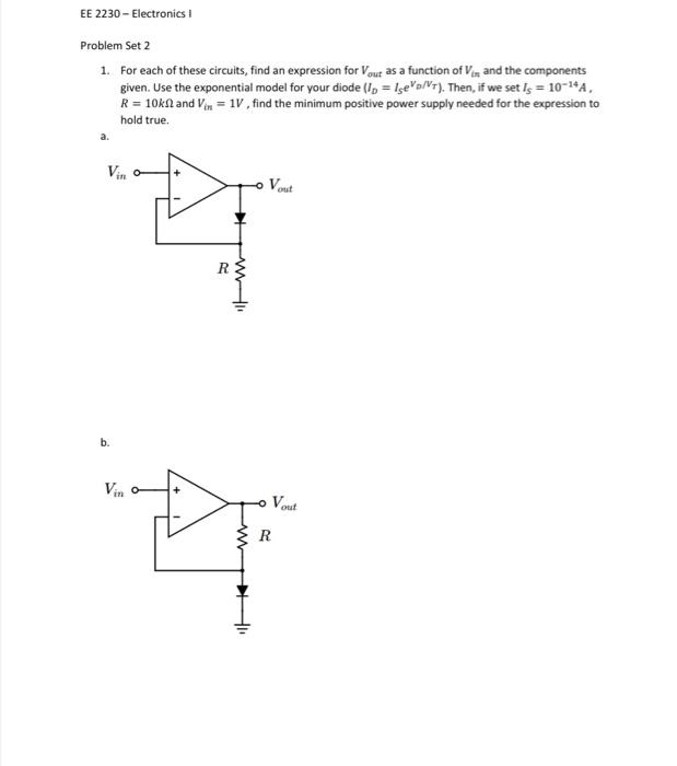 Solved 1. For each of these circuits, find an expression for | Chegg.com
