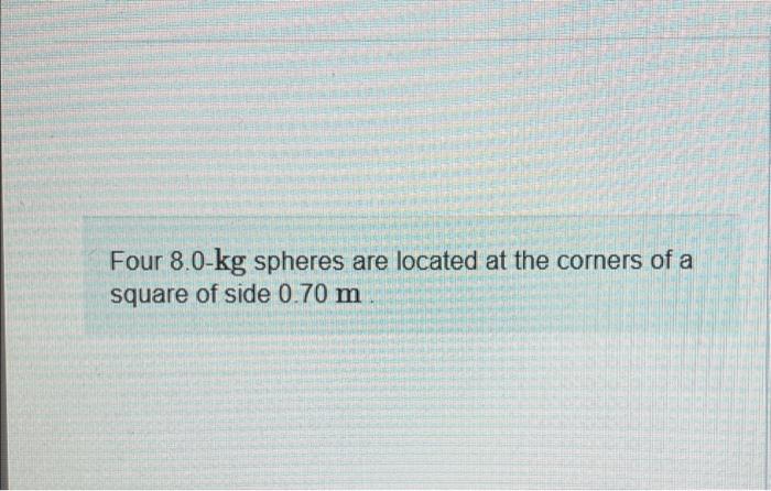 Solved Four 8.0−kg spheres are located at the corners of a | Chegg.com