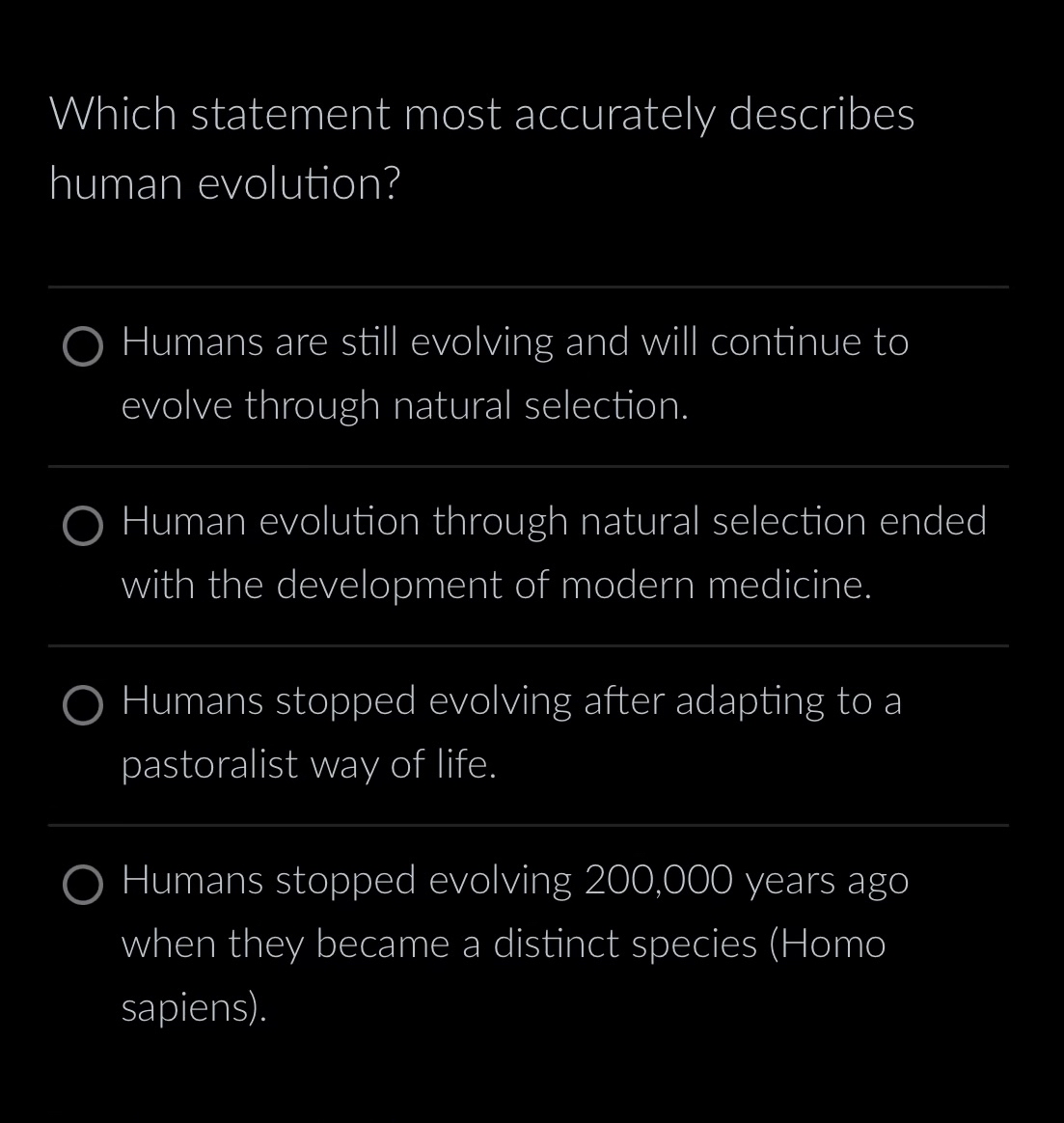 Solved Which statement most accurately describes human | Chegg.com