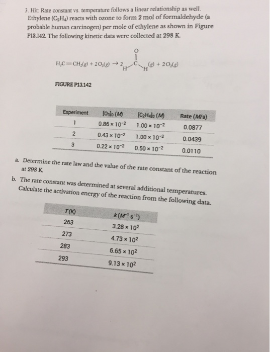 Solved 3. Hit Rate constant vs. temperature follows a linear | Chegg.com