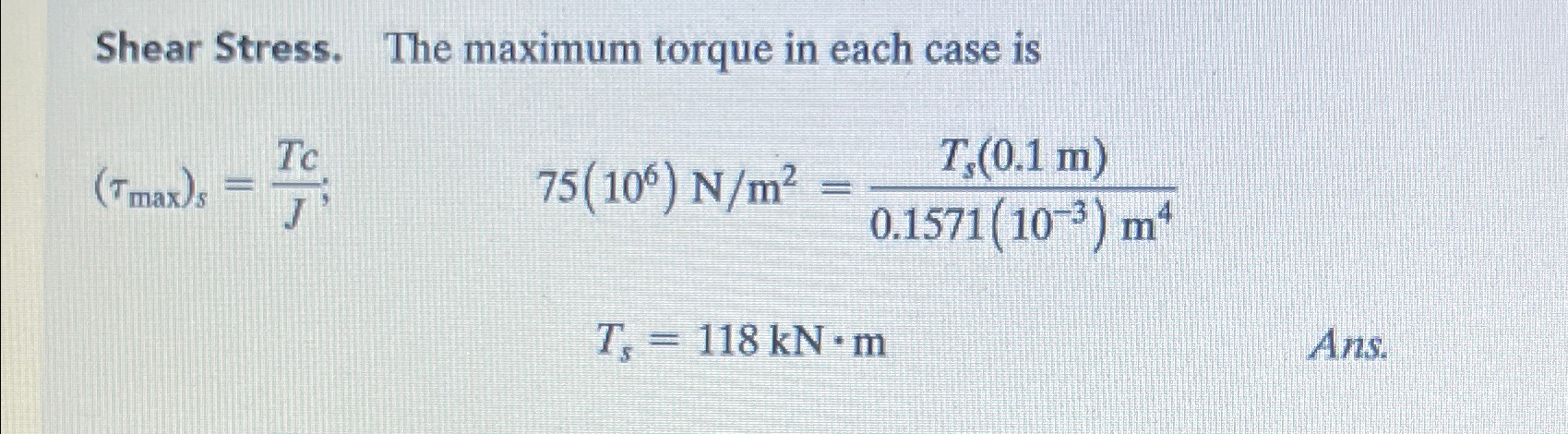 Solved Shear Stress. The maximum torque in each case | Chegg.com