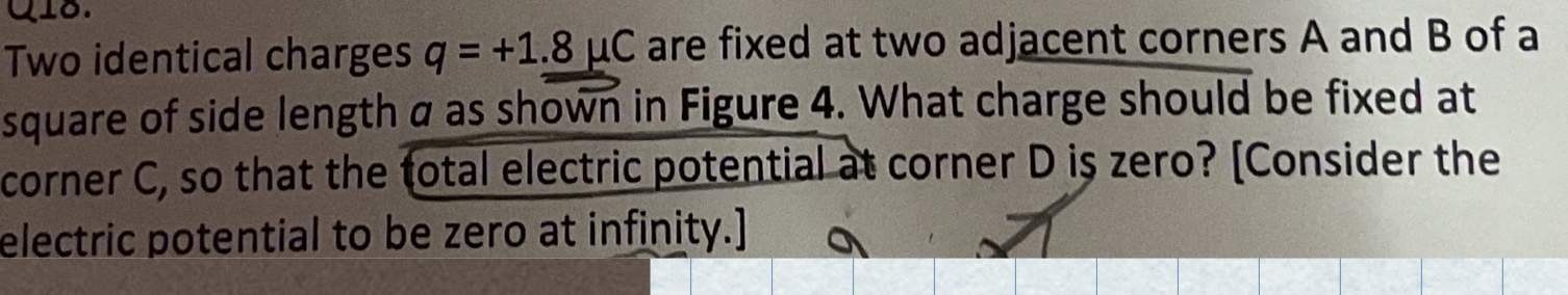 Solved Two identical charges q=+1.8μC ﻿are fixed at two | Chegg.com