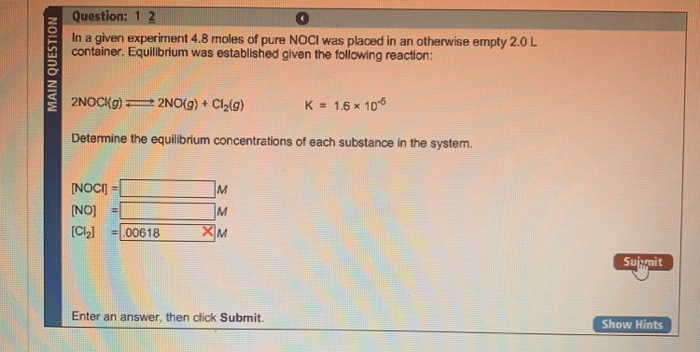 Solved Question: 1 2 In a given experiment 4.8 moles of pure | Chegg.com