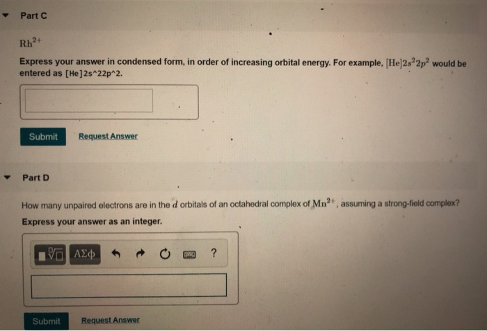 Solved Part C Rh2+ Express your answer in condensed form, in | Chegg.com
