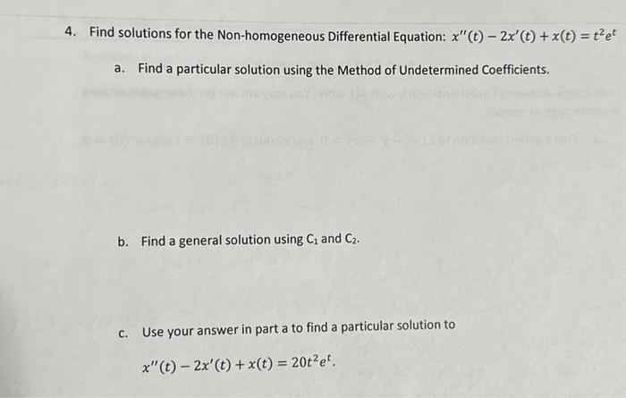 Solved 4. Find solutions for the Non-homogeneous | Chegg.com