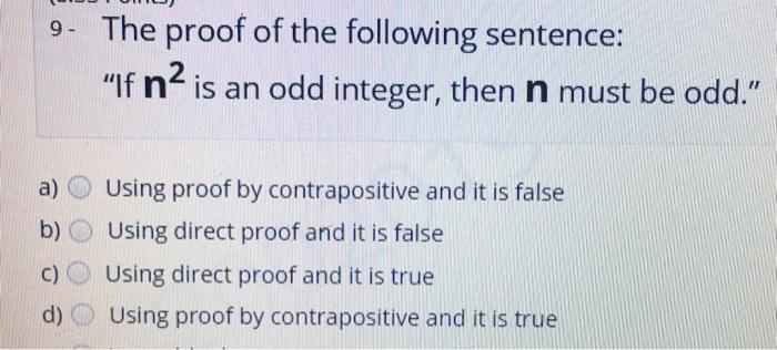 Solved 9. The proof of the following sentence: "If n2 is an | Chegg.com