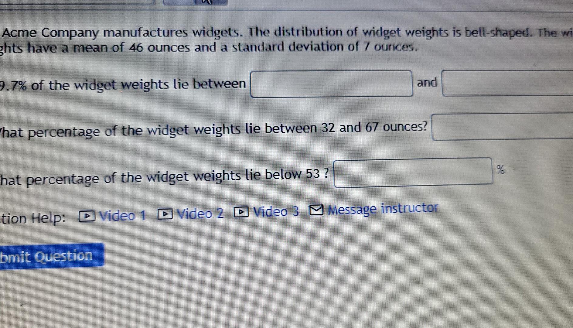 Solved Acme Company manufactures widgets. The distribution | Chegg.com