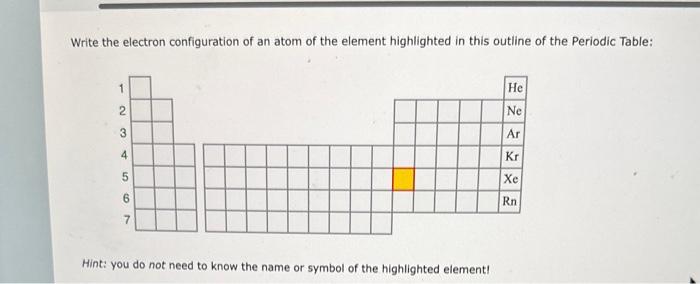 Solved Write the electron configuration of an atom of the | Chegg.com