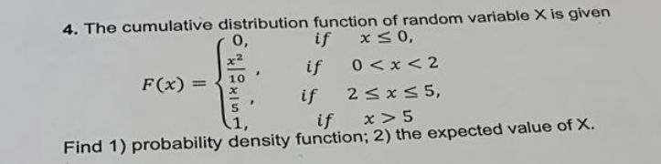 Solved 4. The cumulative distribution function of random | Chegg.com