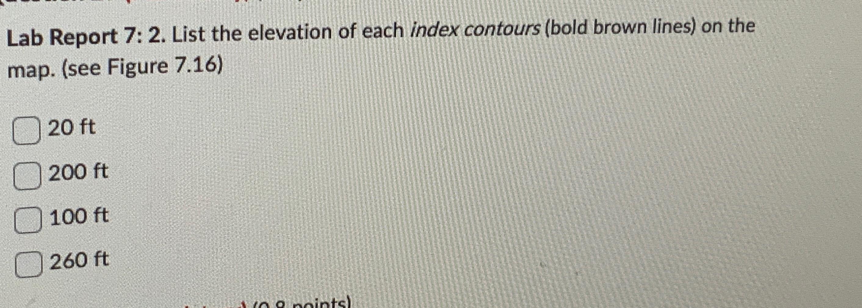 Solved Lab Report 7: 2. ﻿List the elevation of each index | Chegg.com