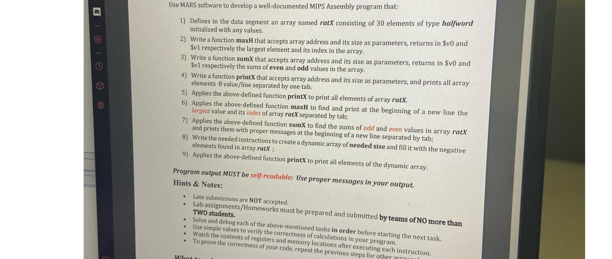 Solved Use MARS software to develop a well-documented MIPS | Chegg.com