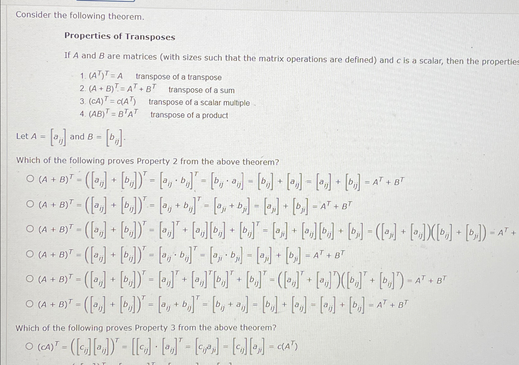 Solved Consider the following theorem.Properties of | Chegg.com