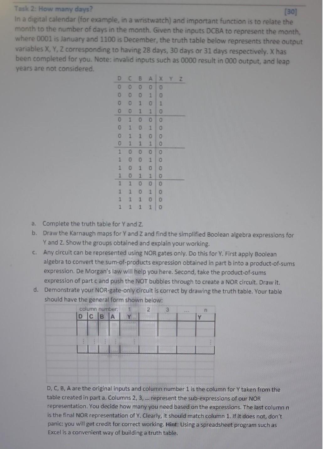 Solved Task 2: How many days? In a digital calendar (for | Chegg.com