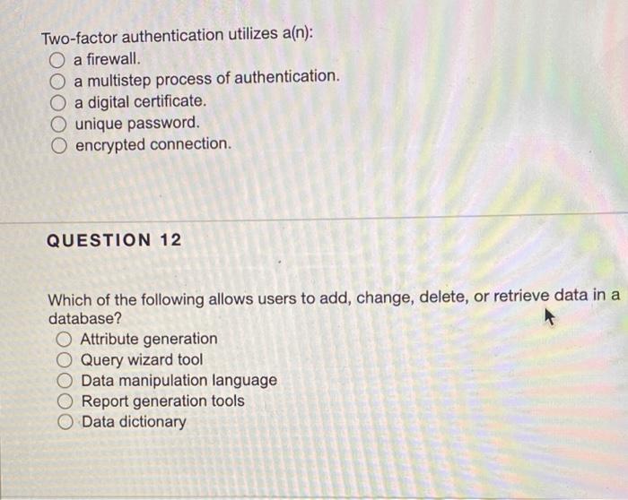 Solved Two Factor Authentication Utilizes An O A 0769