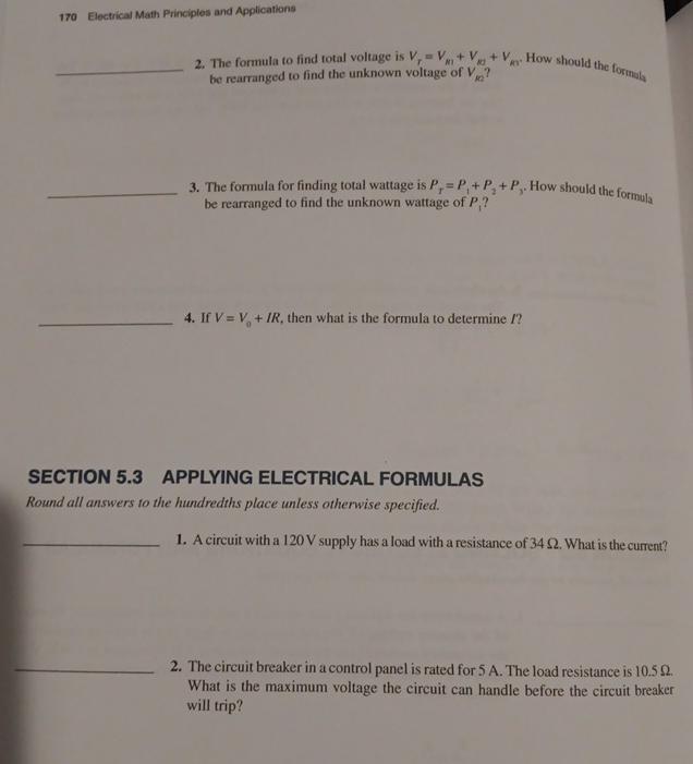 Solved 170Electrical Math Principles and Applications2. ﻿The | Chegg.com